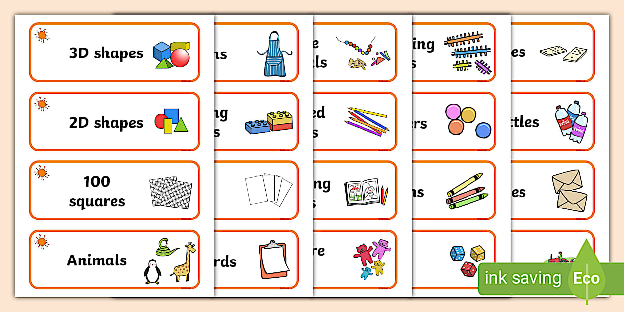 Orange Themed Editable Classroom Resource Labels