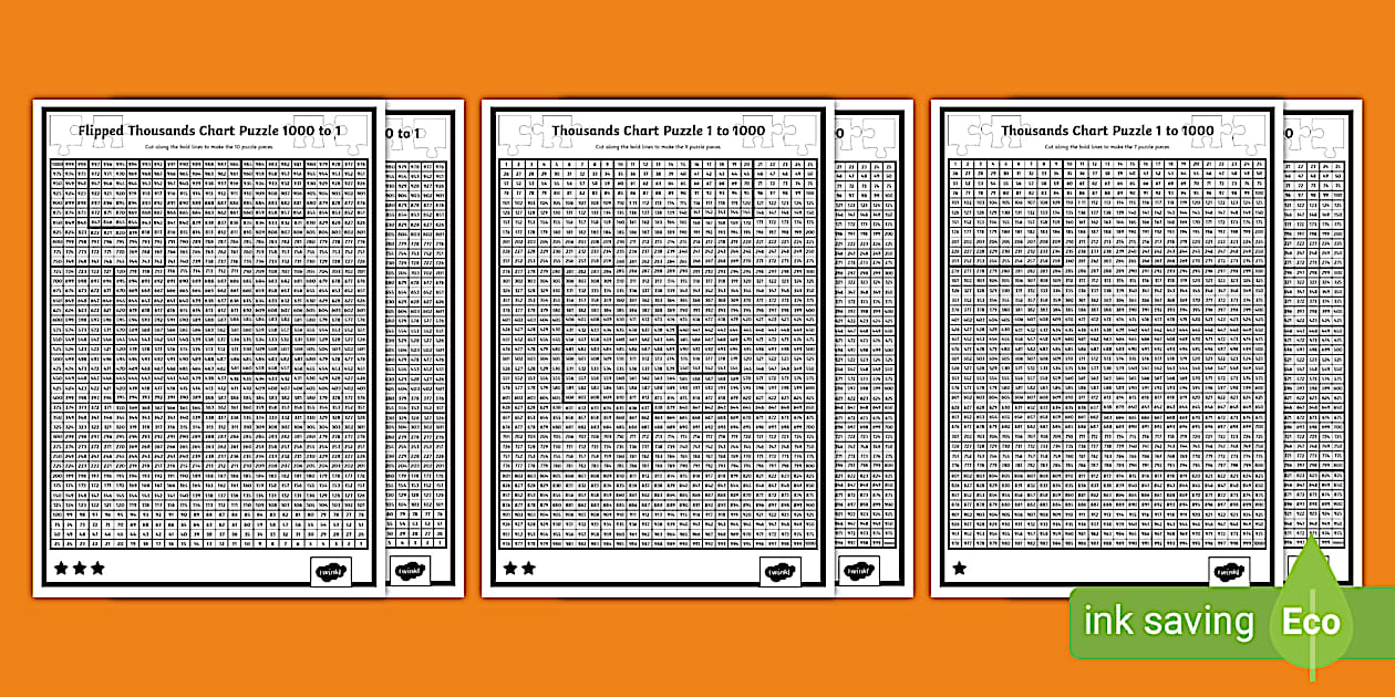 Number Chart Puzzles to 10 000 (teacher made) - Twinkl