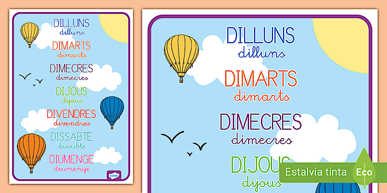 Pòster: Els dies de la setmana - Valencià