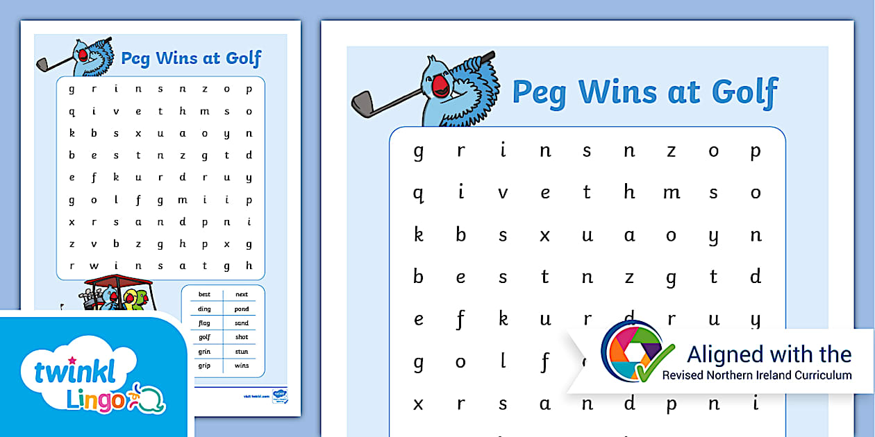 Peg Wins at Golf Word Search (Teacher-Made) - Twinkl