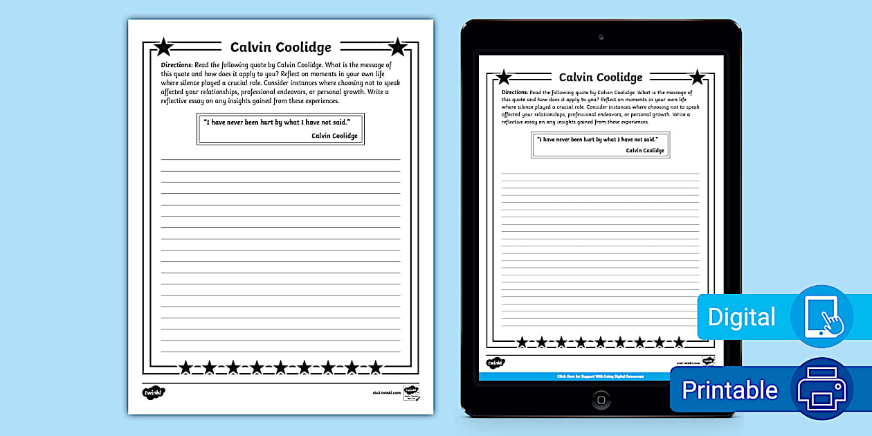 Eighth Grade Calvin Coolidge Writing Connection - Twinkl