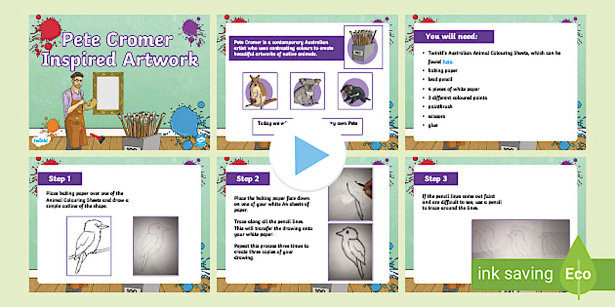 Pete Cromer Birds Artwork Activity Pack (teacher made)