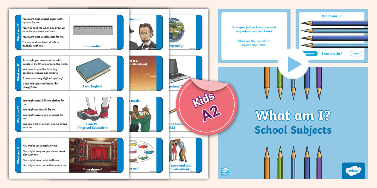 What Am I? School Subjects Game (teacher made) - Twinkl