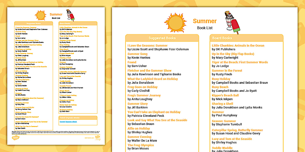 Summer Books EYFS - Early Years Reading | Twinkl - Twinkl