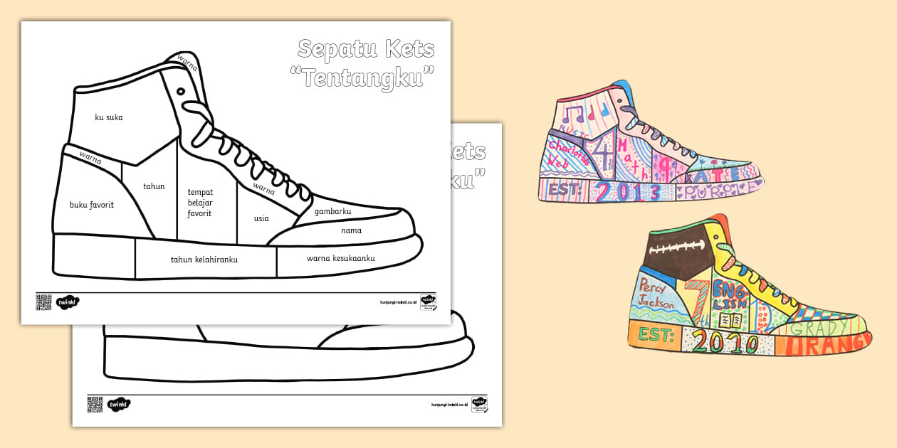 Ice Breaker Lembar Kerja Fakta Tentangku Gambar Sepatu Kets