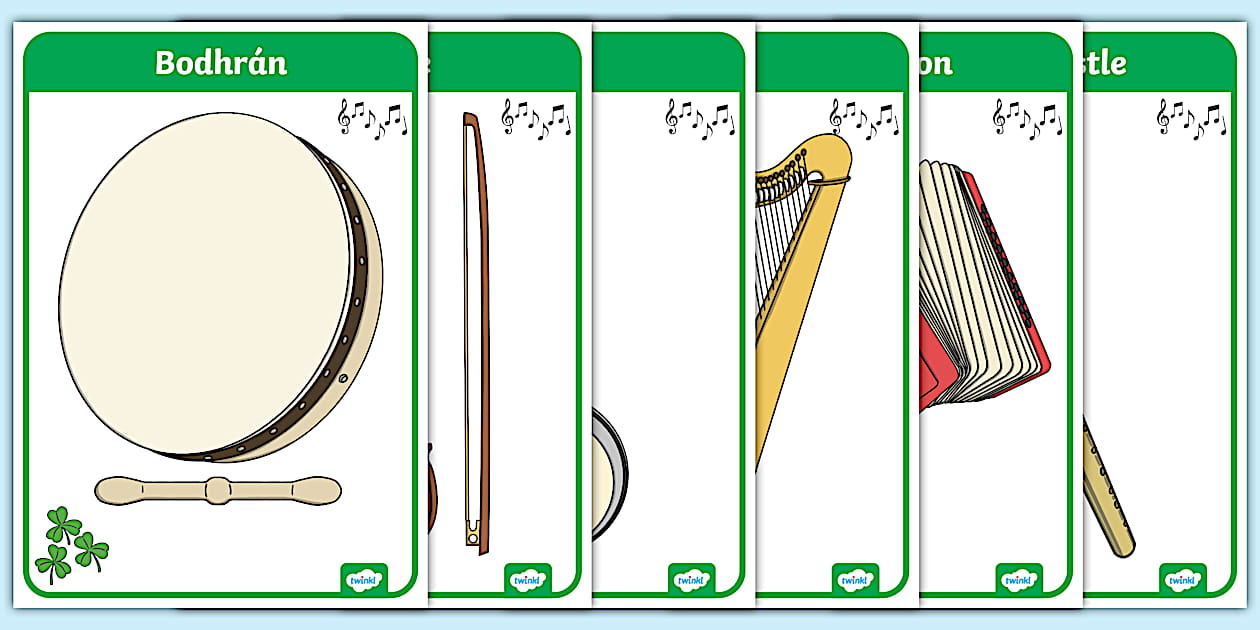 Traditional Irish Musical Instruments Flashcards - Twinkl