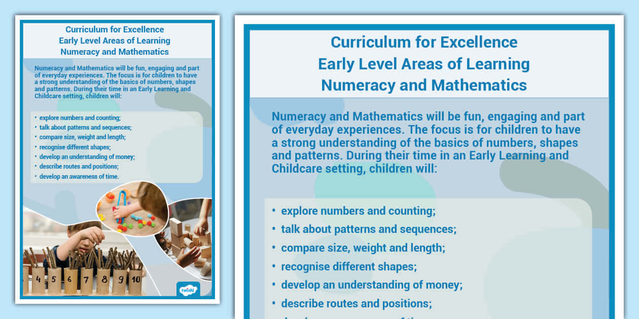 CfE Early Level Numeracy and Mathematics Display Poster