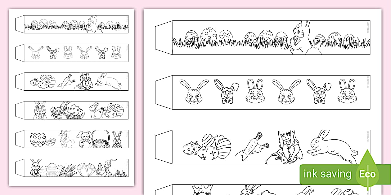Easter Bunny Paper Chain Colouring Activity - Twinkl
