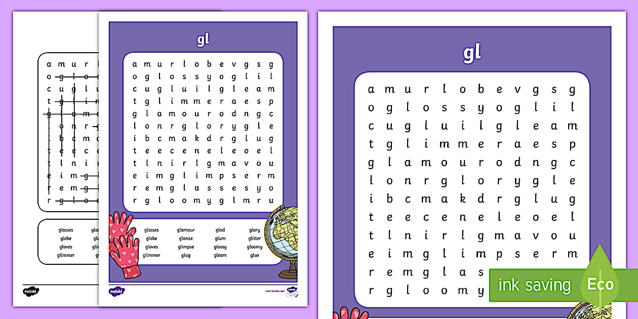 'gl' Consonant Blend Differentiated Word Search - Twinkl