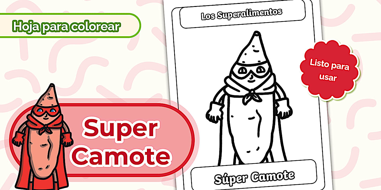 Hoja para colorear: Súper Camote