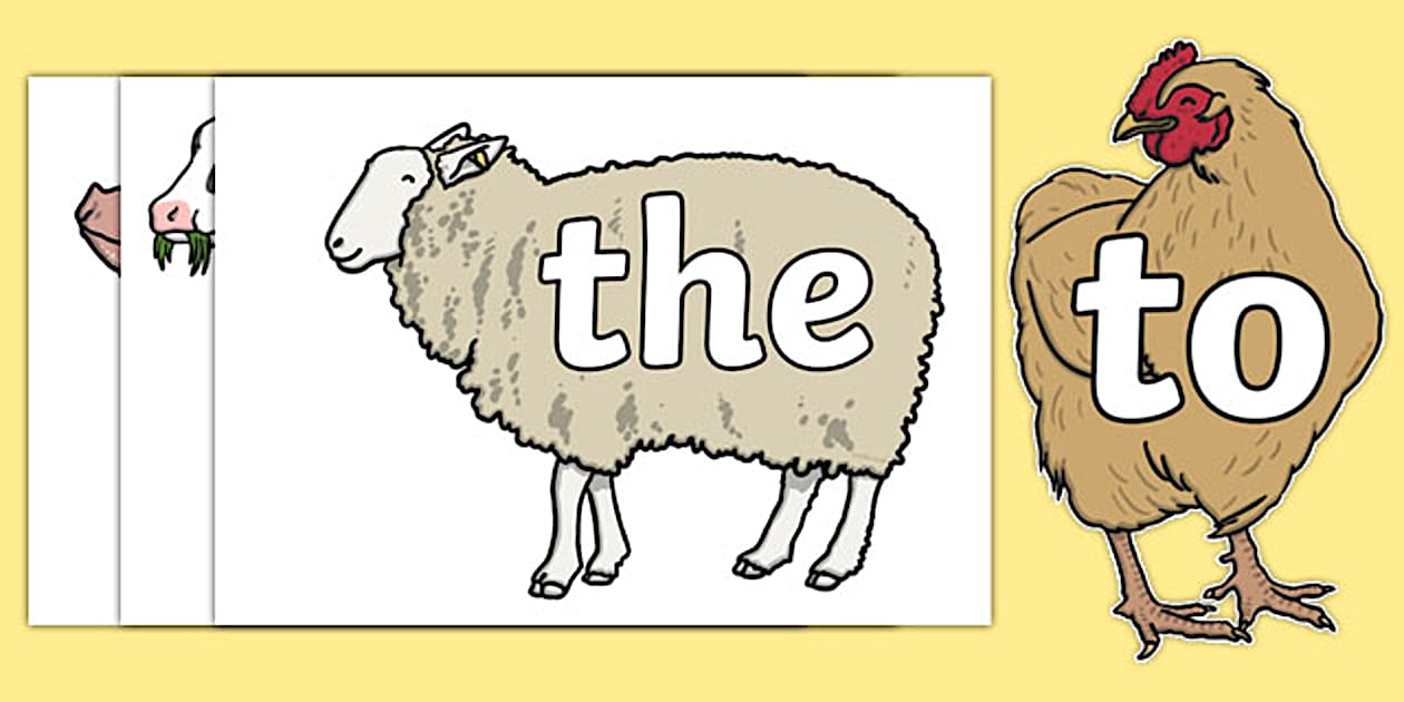 Editable Phase 2 Tricky Words on Farm Animals - Twinkl