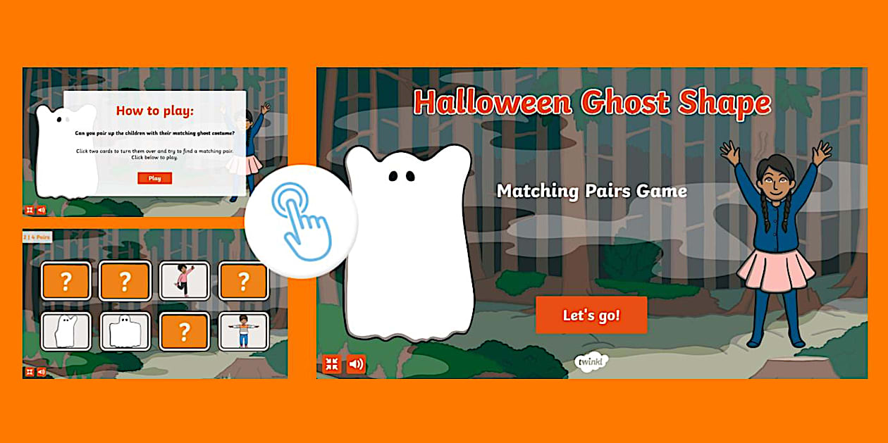 EYFS Halloween Ghost Shape Matching Pairs Game - Twinkl
