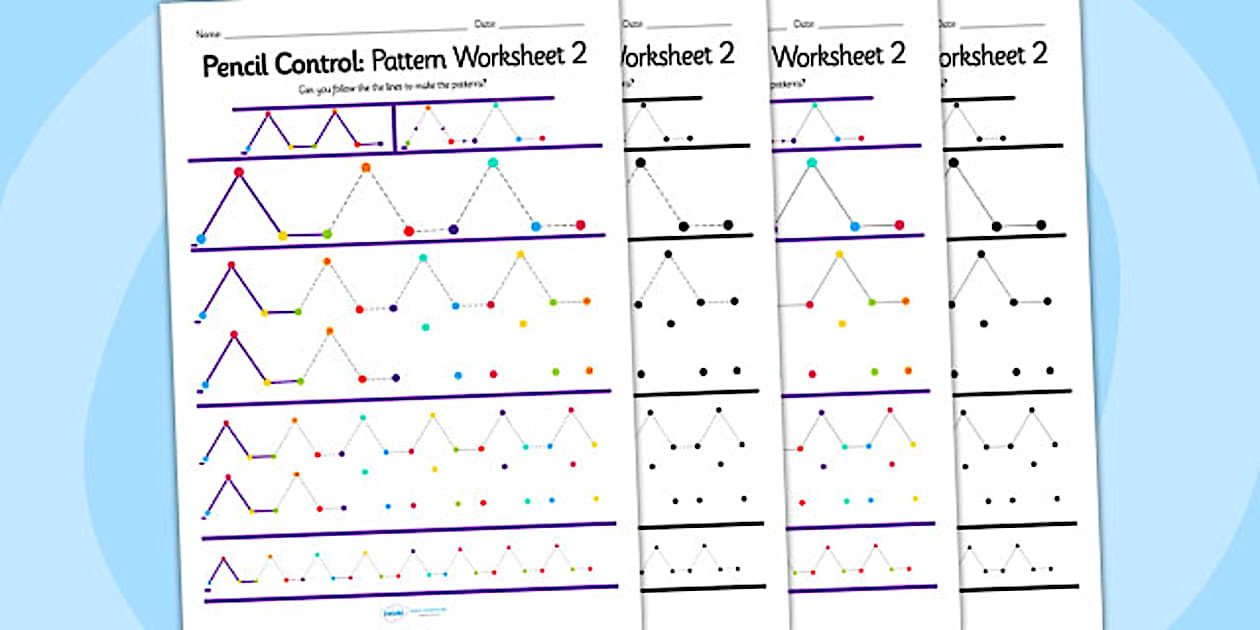 Pencil Control Pattern Worksheet 2 (teacher made) - Twinkl