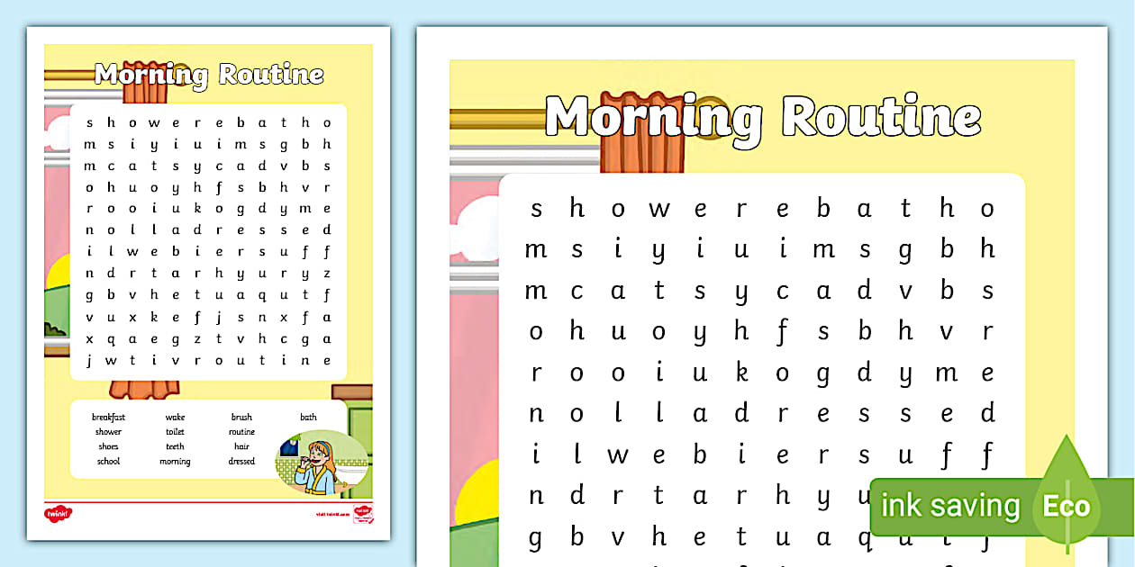 Morning Routine Word Search | Twinkl | Word Search | KS1