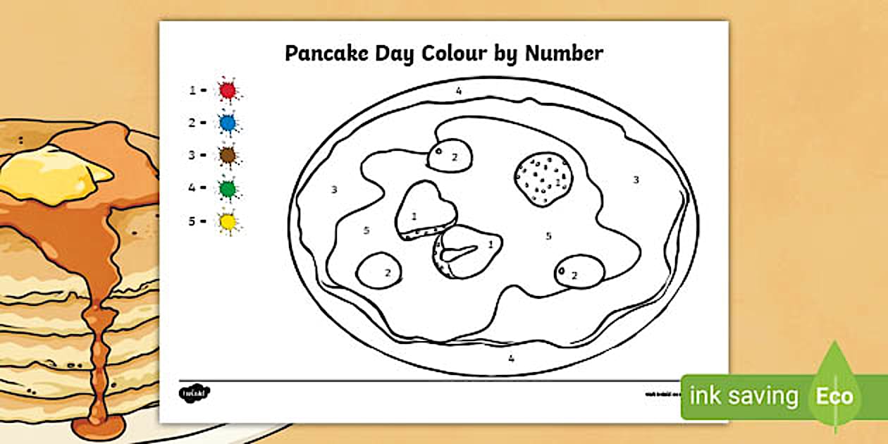 👉 Pancake Day Colour by Numbers to 5 Activity - Twinkl