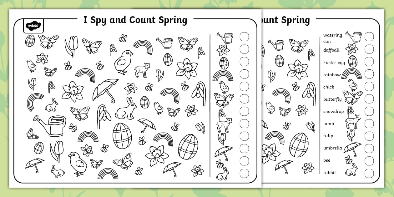 I Spy and Count Spring Colouring Pages (teacher made)