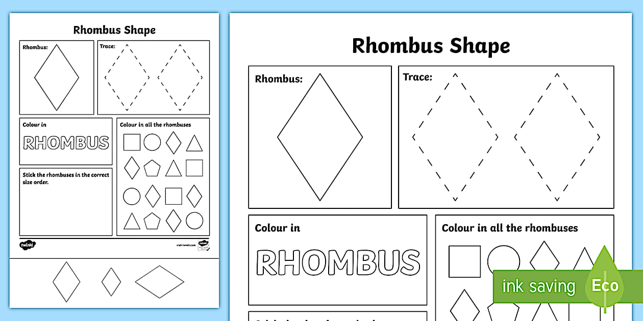 Cursive Rhombus Shape Worksheet (Teacher-Made) - Twinkl