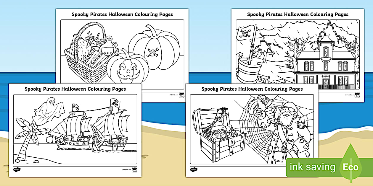 Pirate Day - Spooky Pirates Halloween Colouring Pages
