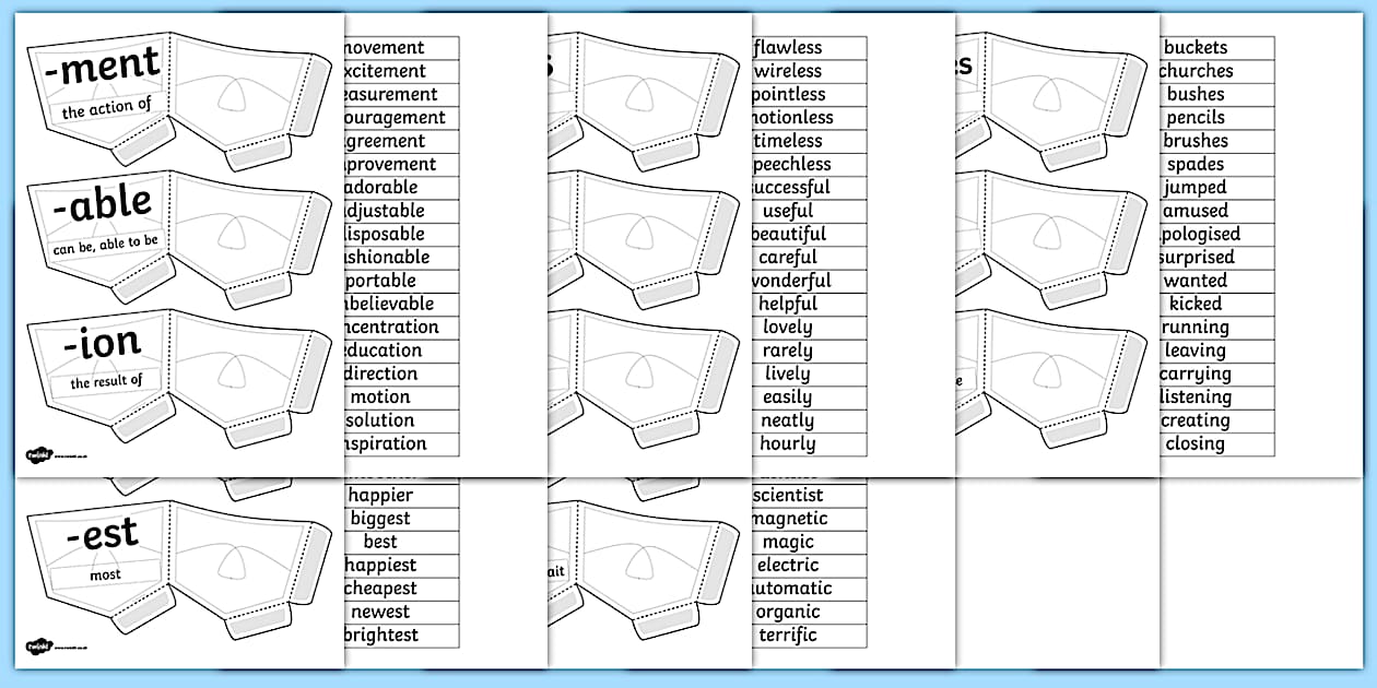 Editable Suffix Pockets (teacher made) - Twinkl