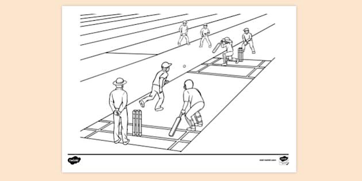 Cricket Field Colouring Sheet | Colouring Pages - Twinkl