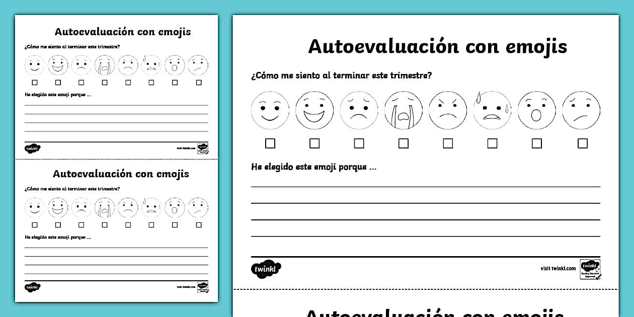 😊 Ficha de actividad: Autoevaluación con emojis - Twinkl