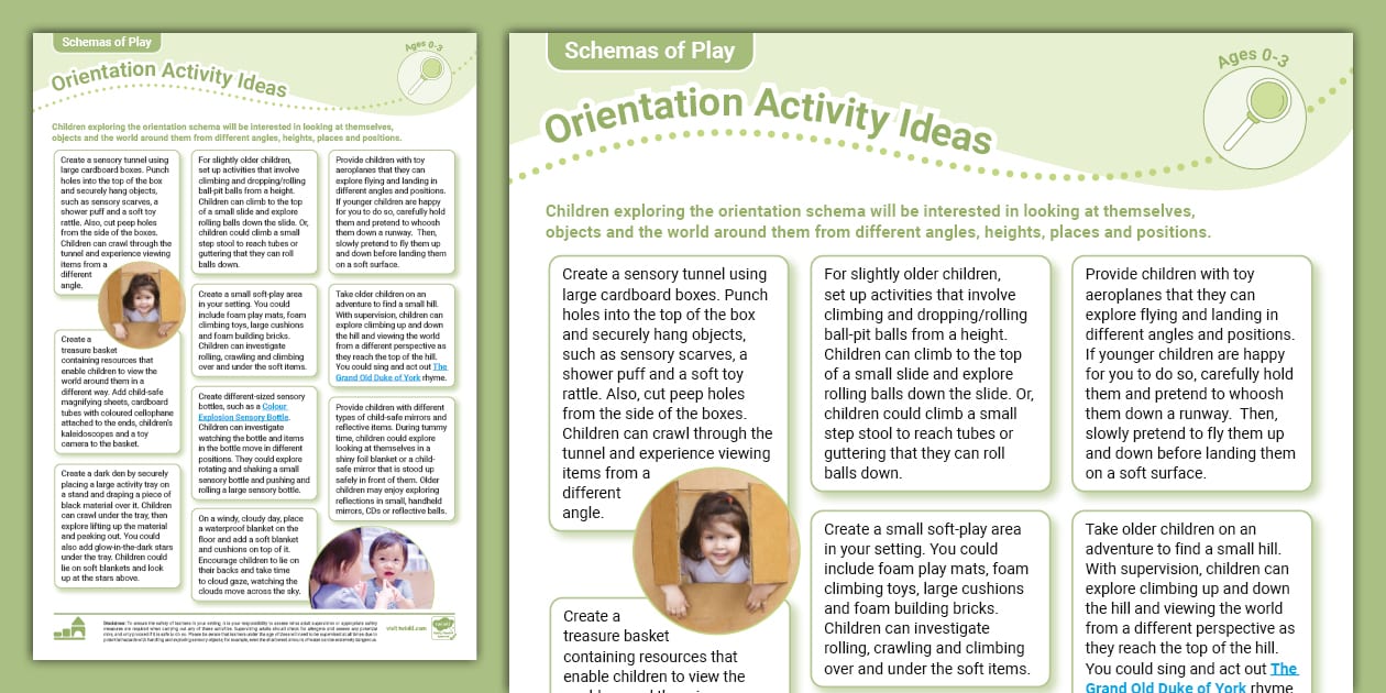 EYFS (Ages 0-3) Schemas of Play: Orientation Activity Ideas