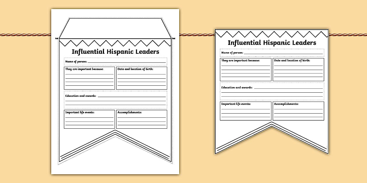 Hispanic Heritage Month Influential Hispanic Leaders Bunting Worksheet