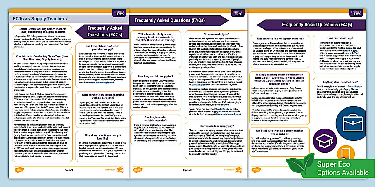 ECTs as Supply Teachers FAQ (teacher made) - Twinkl