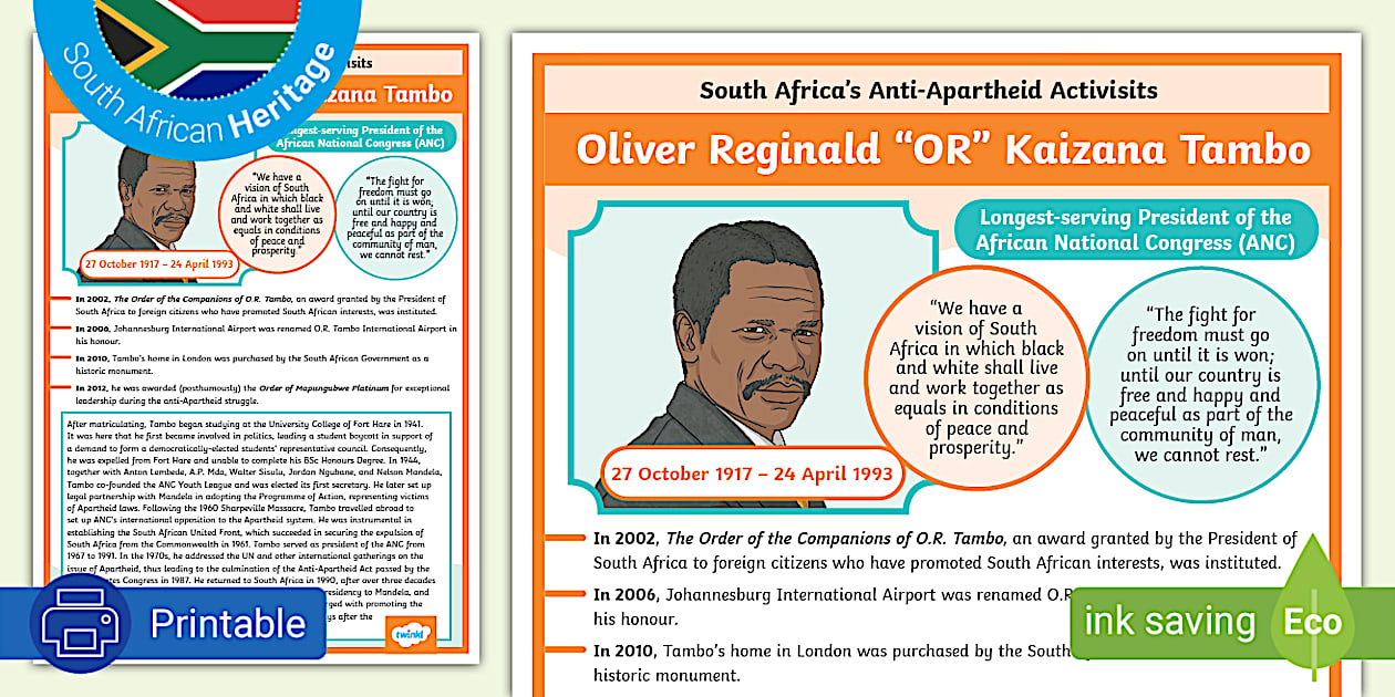 Oliver Tambo Infographic (teacher made) - Twinkl