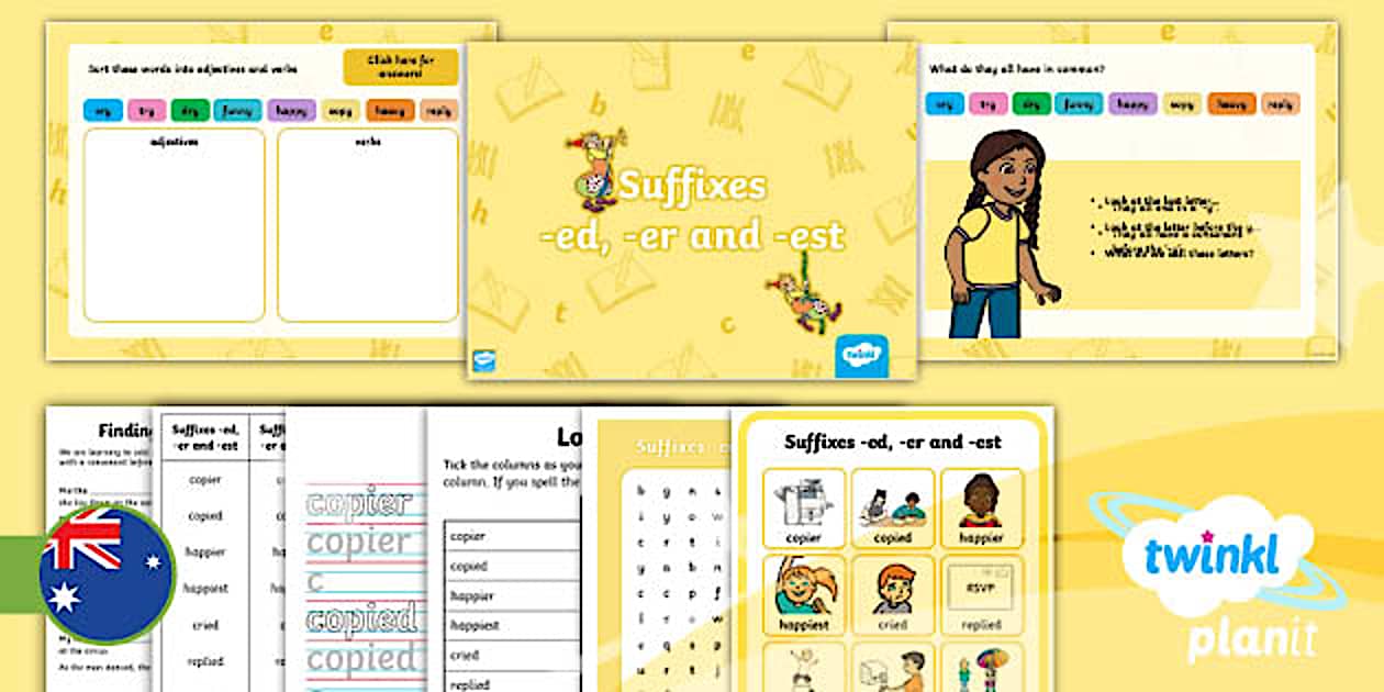 Year 2 Spelling: Suffixes -ed, -er and -est (teacher made)