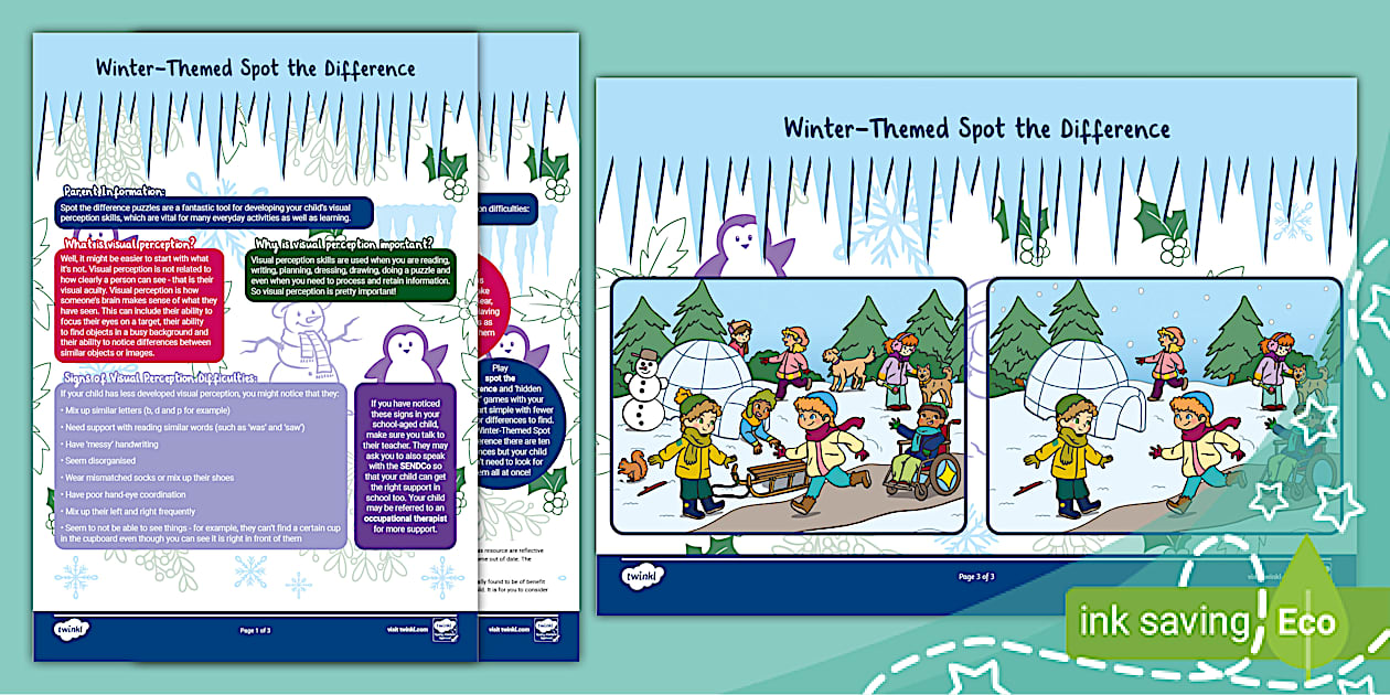 Winter-Themed Spot the Difference (teacher made) - Twinkl