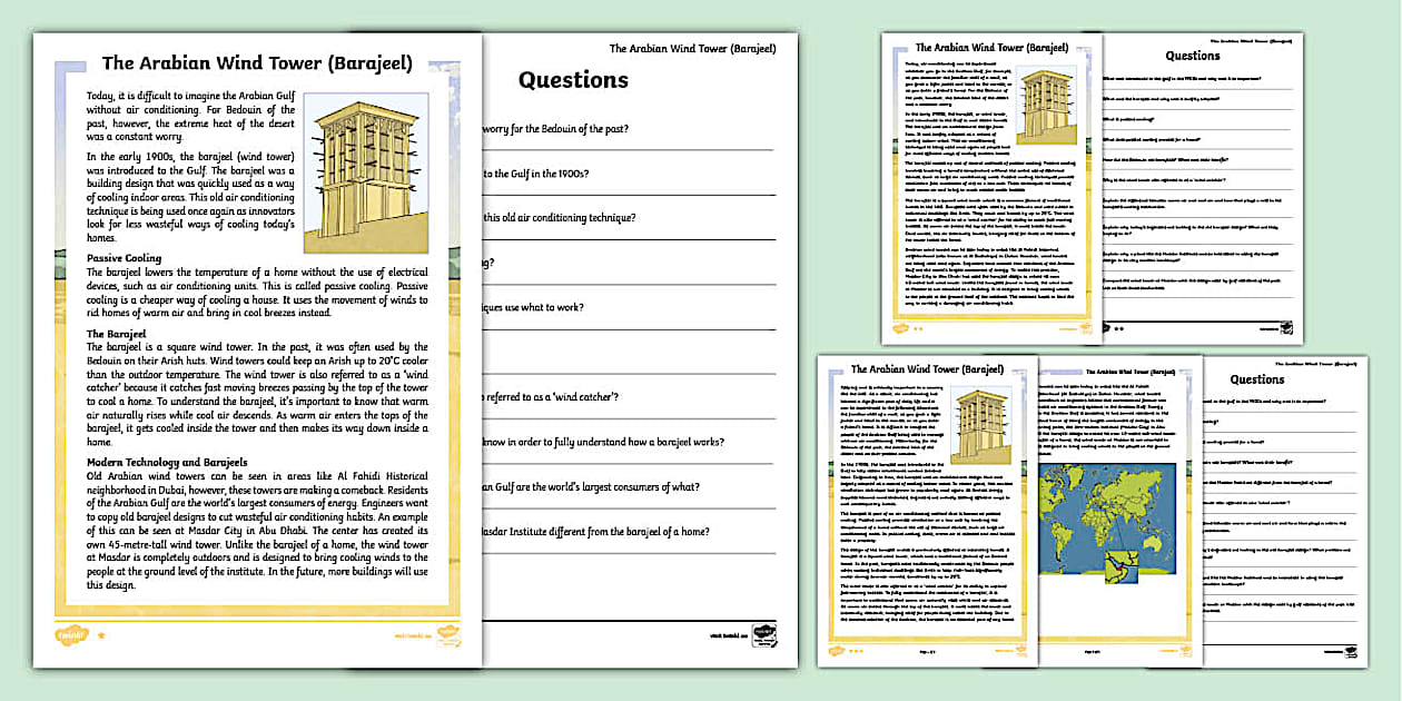 Barajeel (Arabian Wind Tower) Differentiated Reading Comprehension Activity