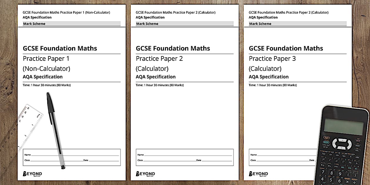 GCSE Maths Practice Papers 1, 2 and 3 Foundation (Set A) AQA Specification