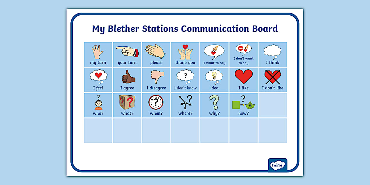 Blether Stations Communication Board - Twinkl