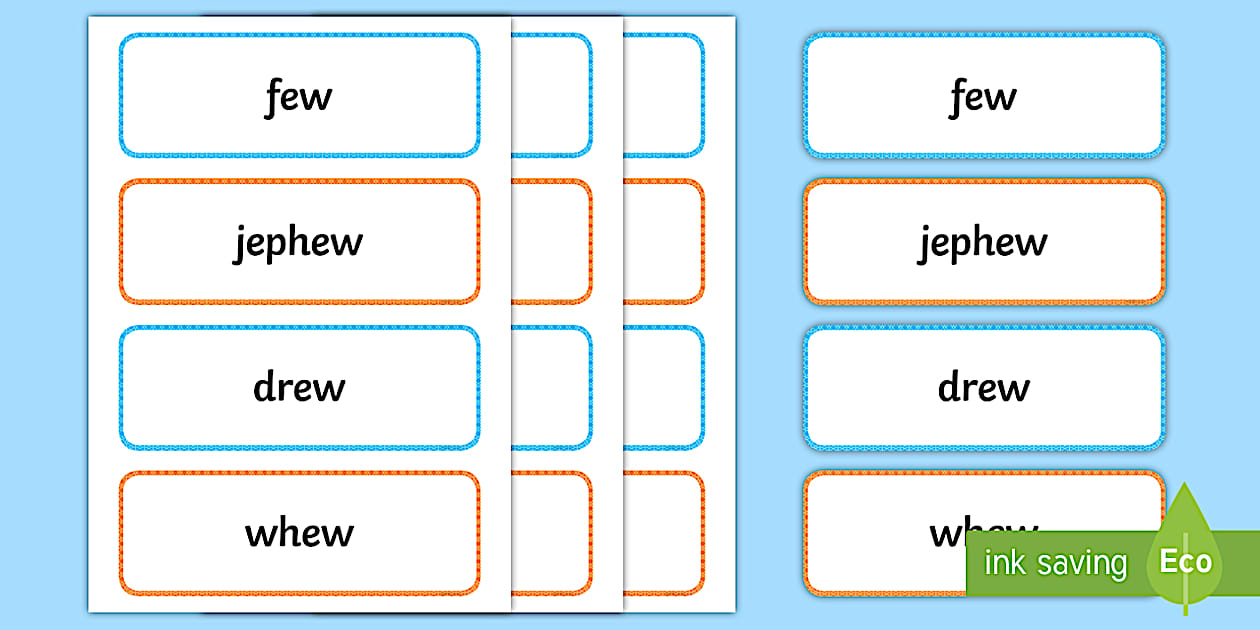 Middle East Phase 5 'ew' Real and Nonsense Word Cards