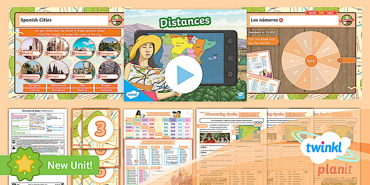👉 PlanIt Year 6 Spanish Lesson: Distances (teacher made)