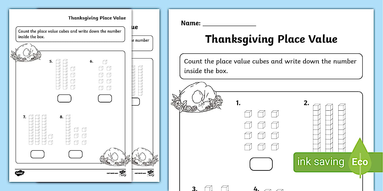 Thanksgiving Place Value Activity Sheet (teacher made)