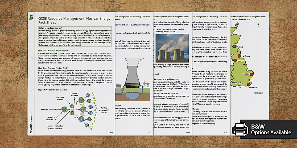 GCSE Resource Management: Nuclear Power Fact Sheet - Twinkl