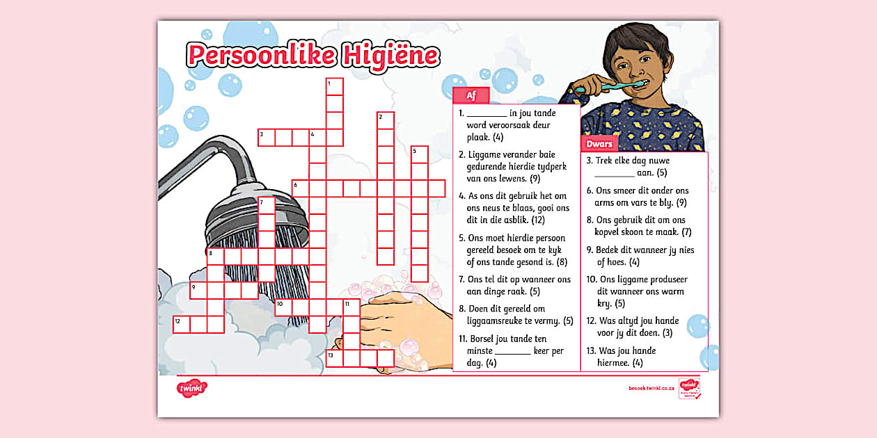 Persoonlike Higiëne Blokkiesraaisel (teacher made) - Twinkl