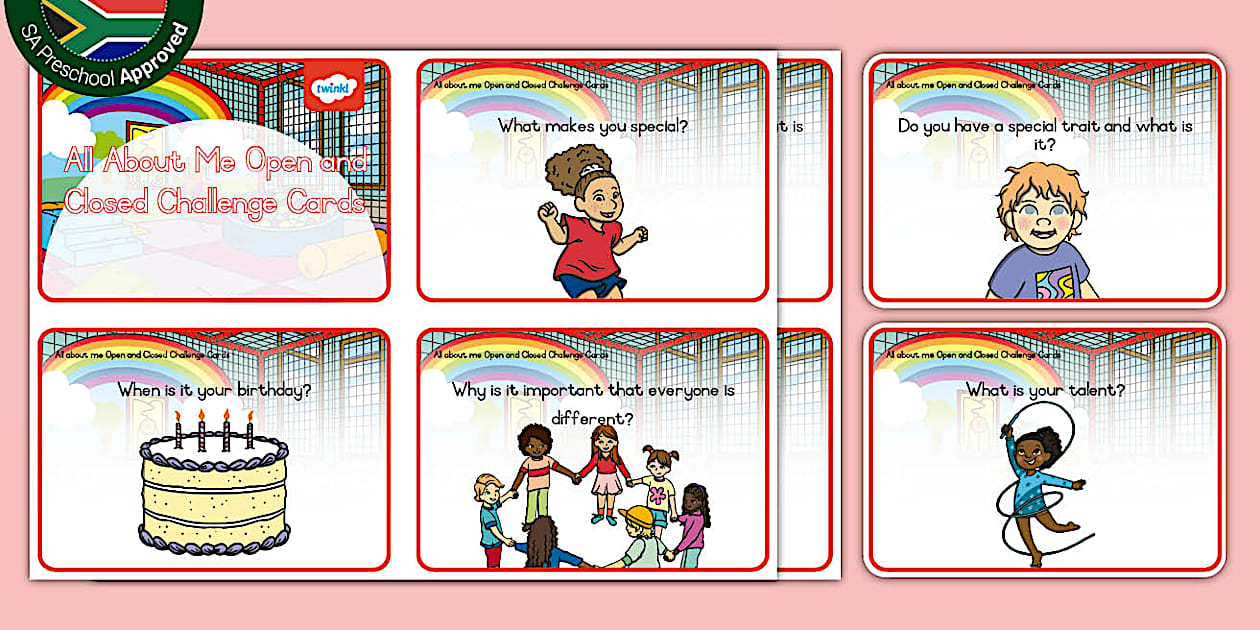 All About Me Open and Closed Question Cards - Twinkl