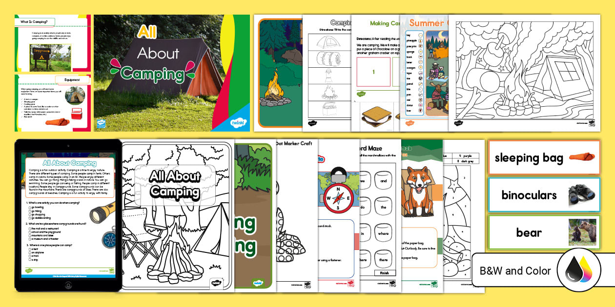 Camping Activity Pack for PK-K (Teacher-Made) - Twinkl
