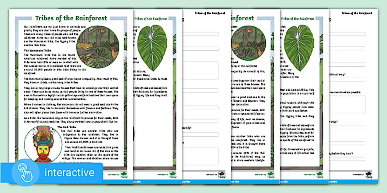 Interactive PDF: Tribes of the Rainforest Differentiated Reading ...