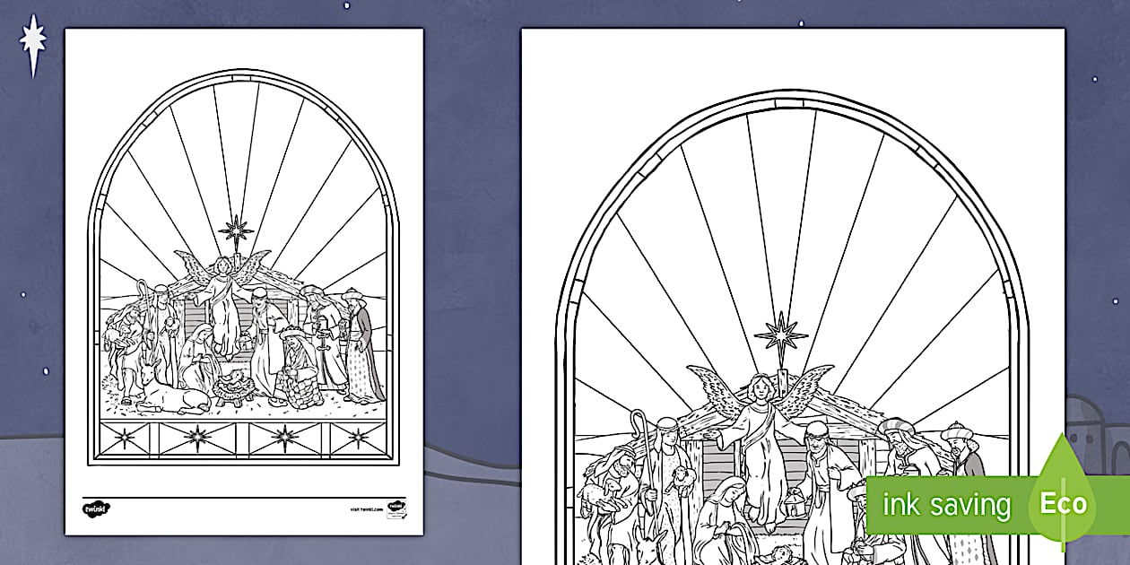 Nativity Stained Glass Window Worksheet / Worksheet - Twinkl