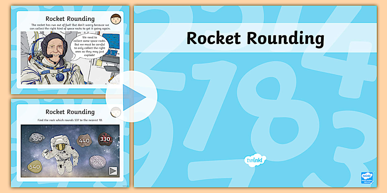 Rocket Rounding to 10 PowerPoint Game (teacher made)