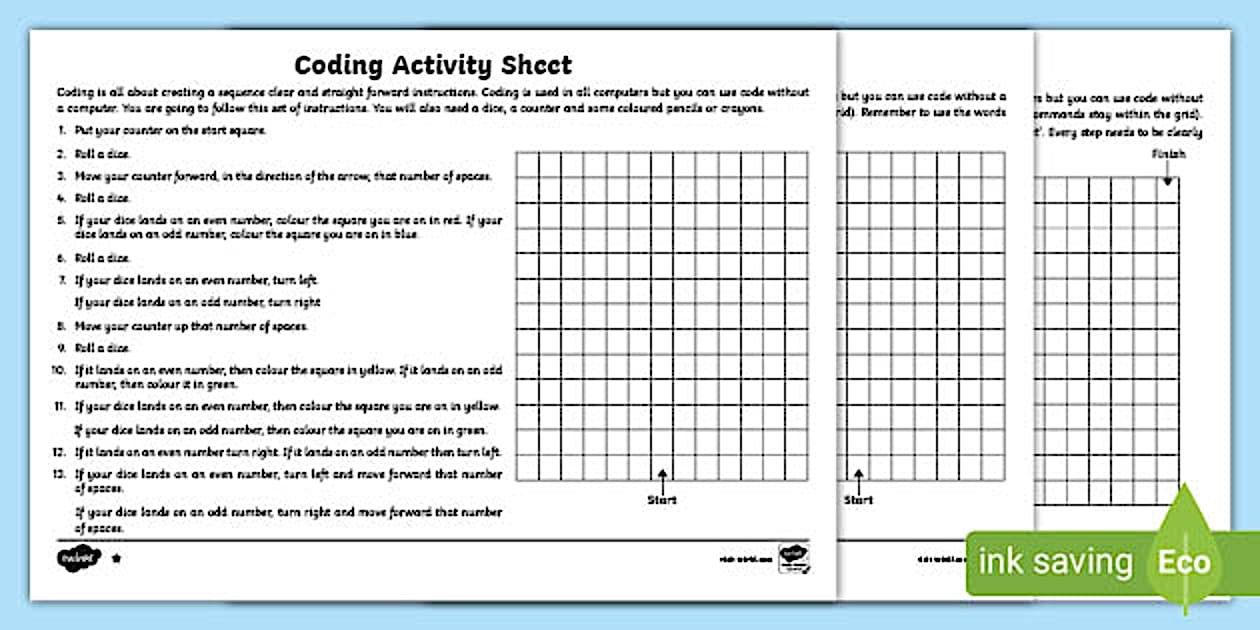 Coding Differentiated Worksheet - Twinkl