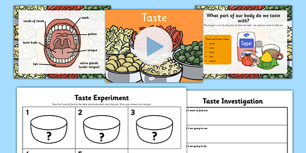 Science Senses 5 Tastes PowerPoint and Worksheets Teaching Pack