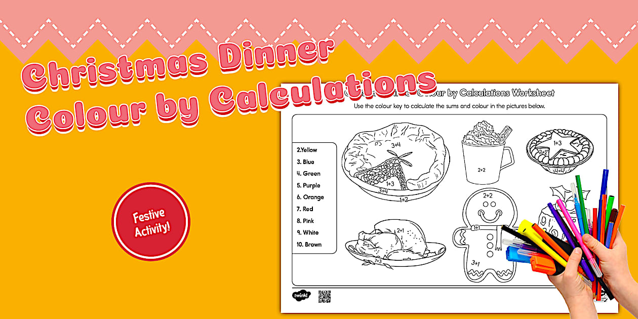 * NEW * Christmas Dinner Colour by Calculations Worksheet