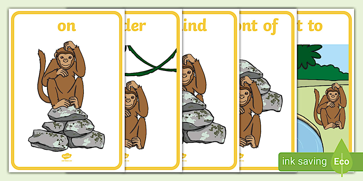 Monkey Positional A4 Display Poster (teacher made) - Twinkl