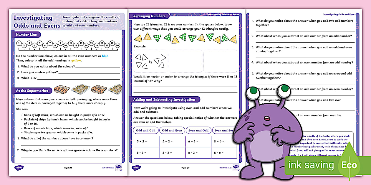 Year 3-4 Algebra: Investigating Odds and Evens - Twinkl