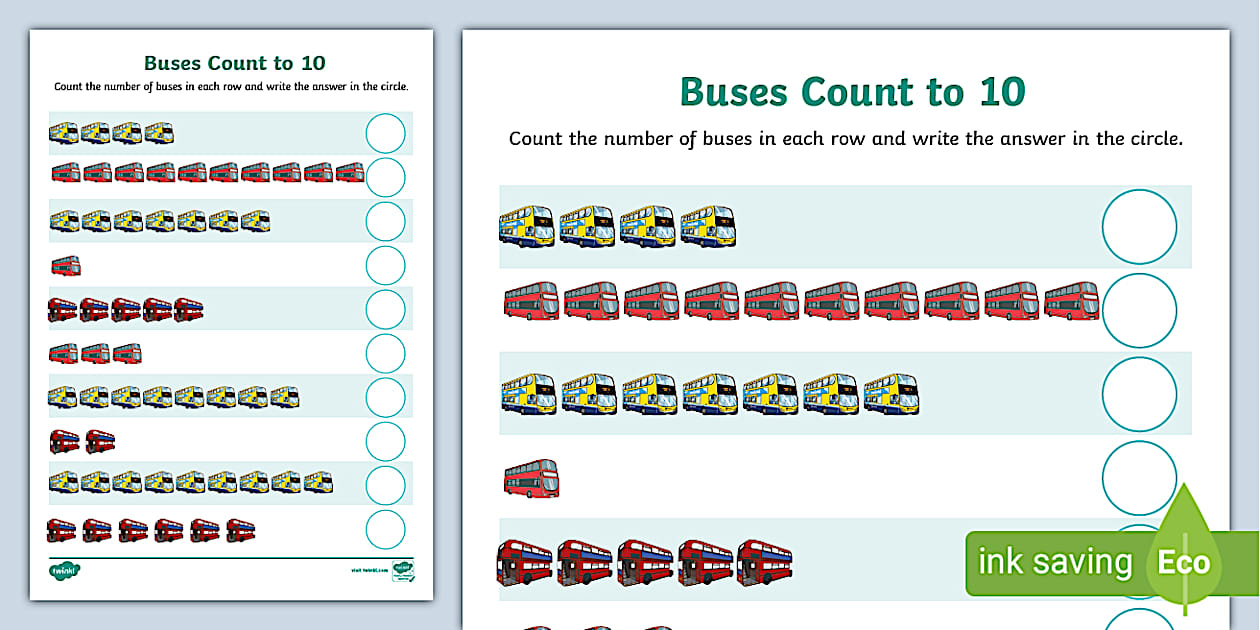 👉 Bus Count to 10 Activity Sheet (teacher made) - Twinkl
